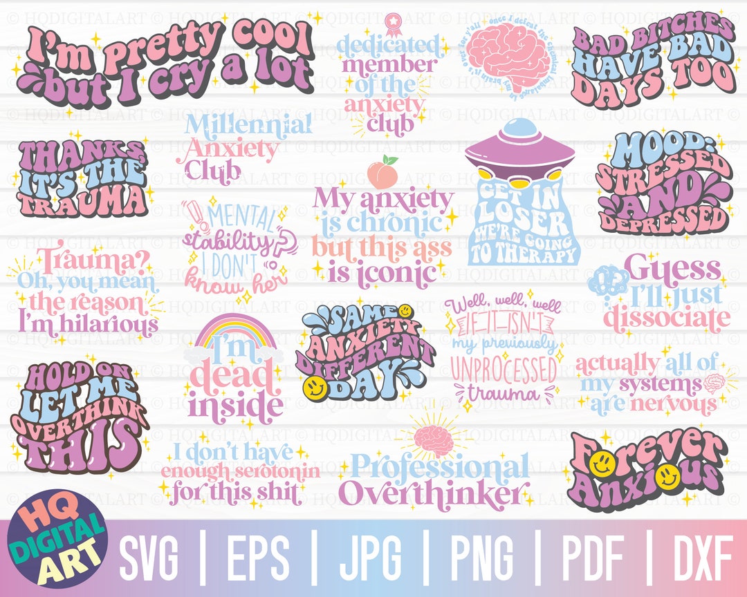 Funny Mental Health Awareness SVG Bundle ONE / Free Commercial Use ...