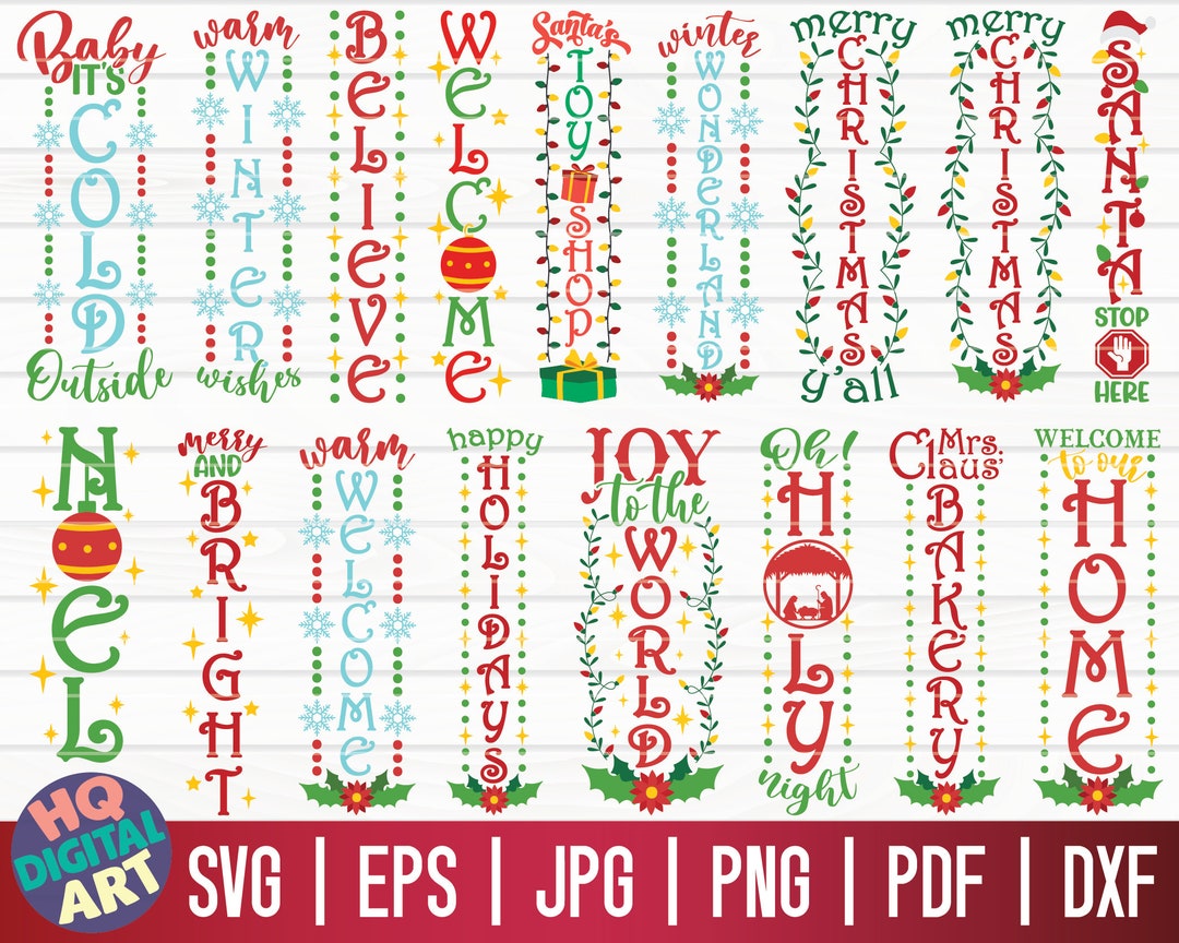 Christmas Vertical Porch Signs SVG Bundle / Winter Porch Signs SVG ...