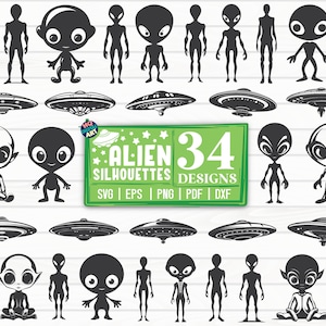 Alien Silhouettes SVG Bundle / Alien SVG / Cut File / Cliparts ...