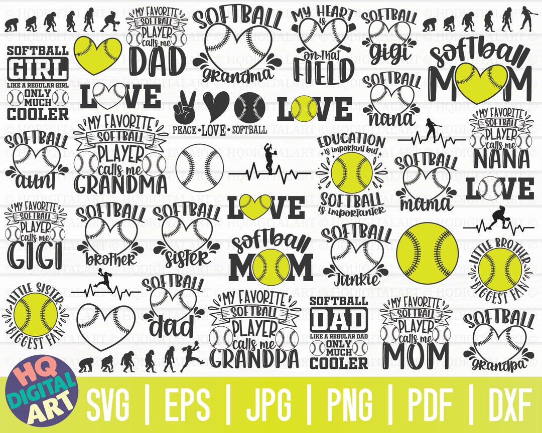 Softball SVG Bundle ONE/ Softball SVG / Softball T-shirt Svg / Cut File ...