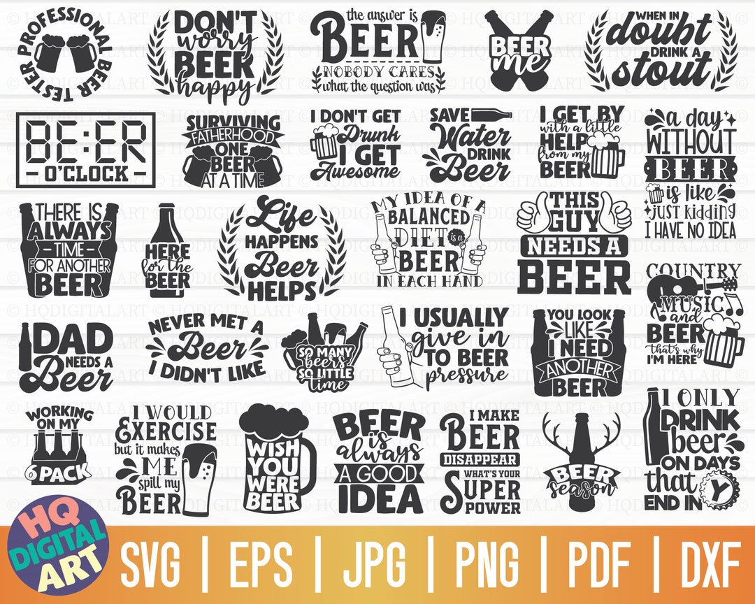 Beer Quotes SVG Bundle / 30 Designs / Free Commercial Use / Cut Files ...