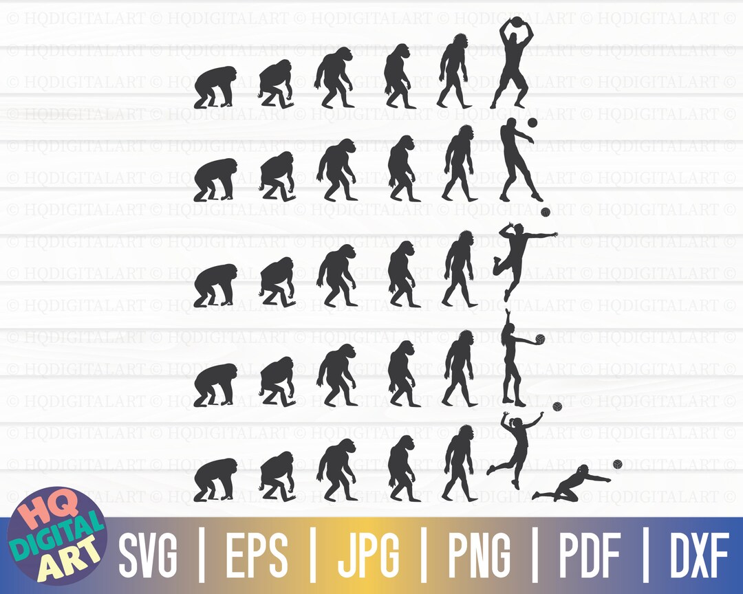 Volleyball Evolution Silhouettes SVG Bundle / Volleyball SVG / Cut File ...