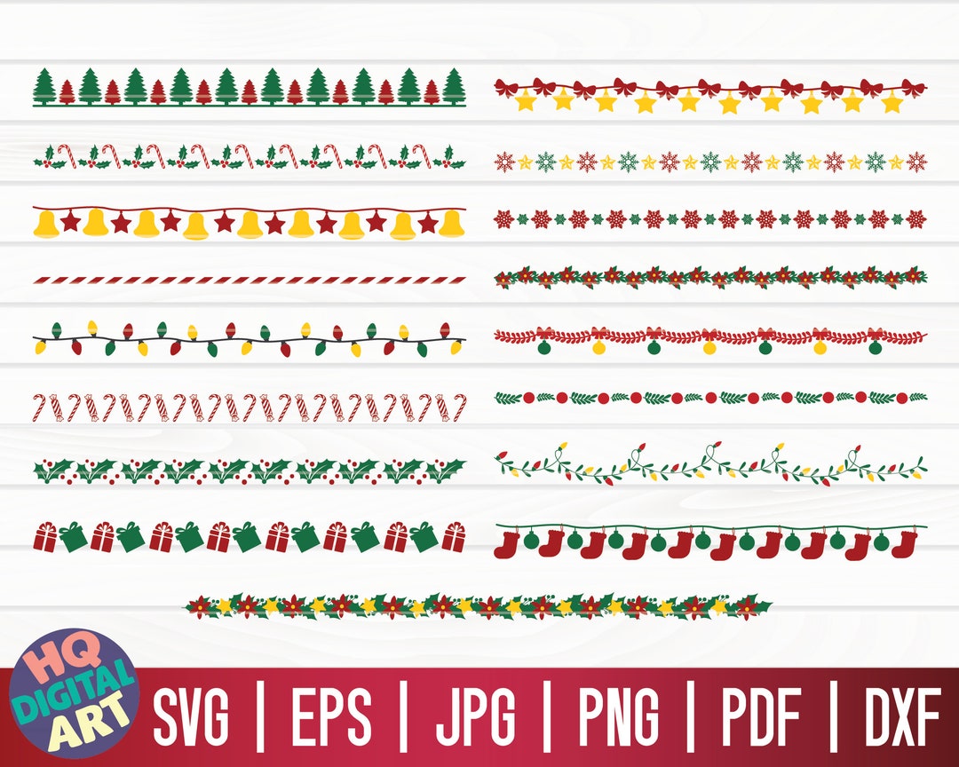Christmas Borders SVG Bundle / Christmas Holiday Dividers Bundle SVG ...