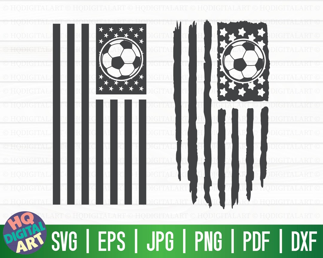 Soccer Distressed Flag SVG, Soccer American Flag SVG, American Flag Cut ...