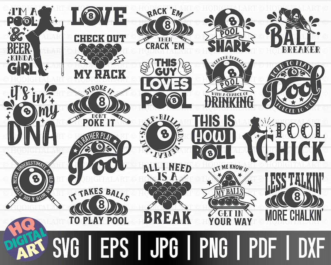 Pool SVG Bundle TWO / Pool Player SVG / Pool Lover Svg / Cut Files for ...