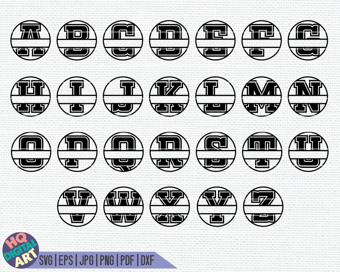 Varsity Split Monogram Alphabet Bundle SVG Split Monogram - Etsy