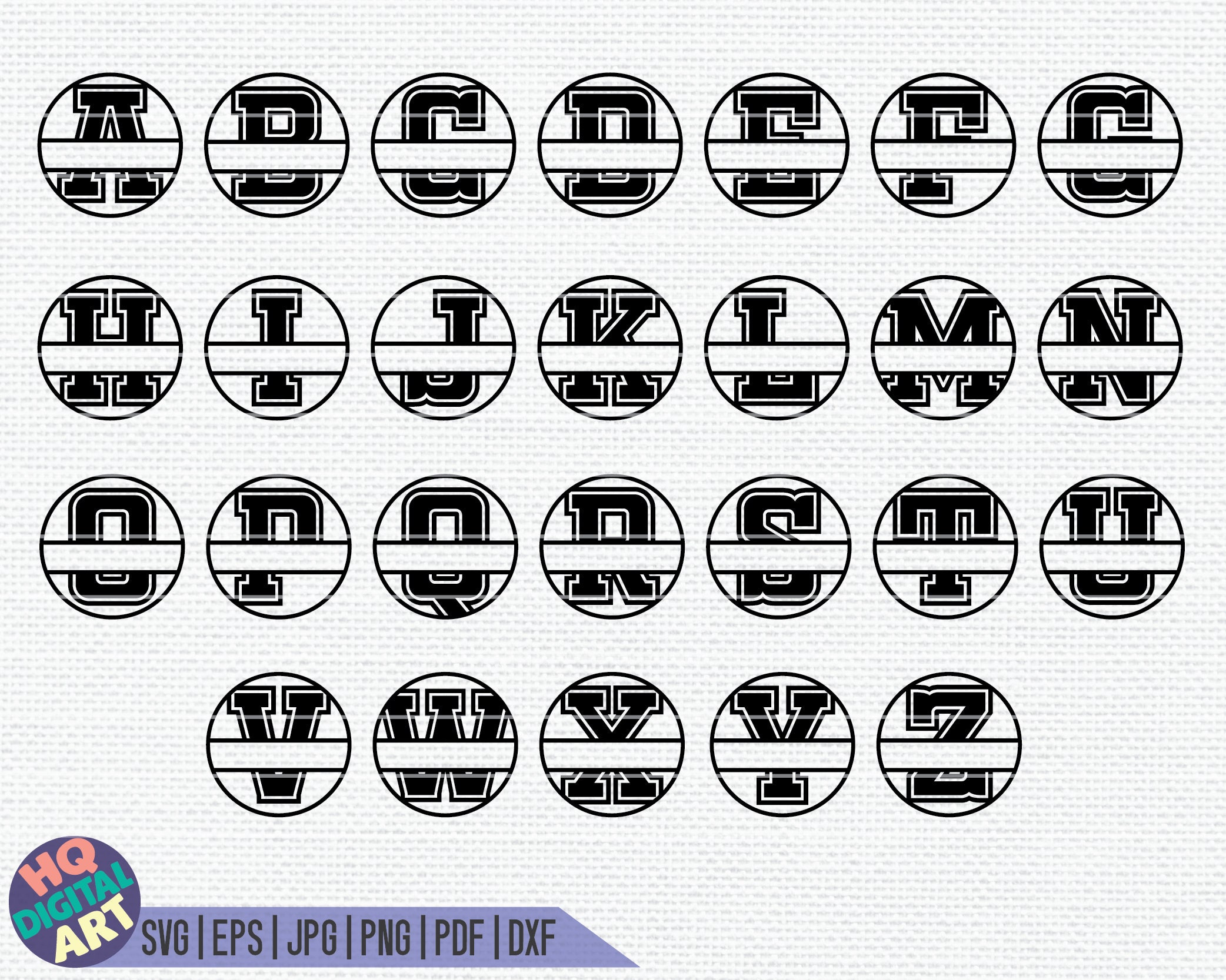 Varsity Split Monogram Alphabet Bundle SVG Split Monogram - Etsy