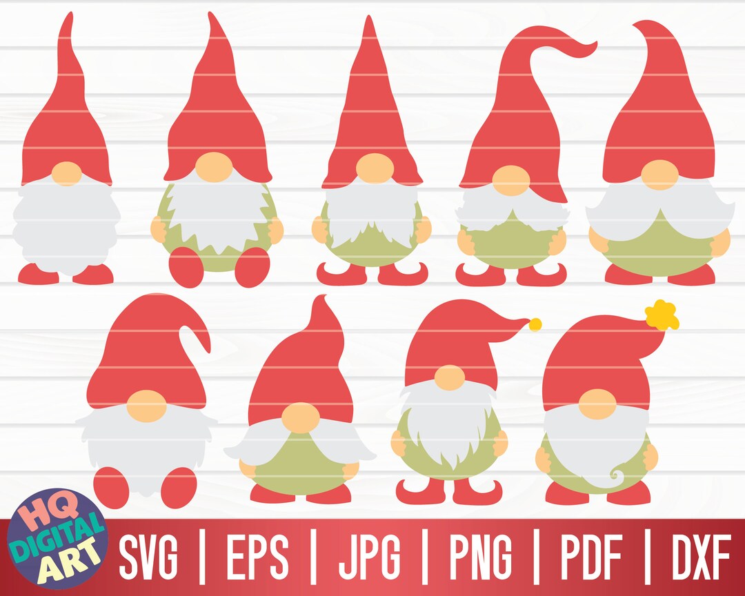 9 Christmas Gnomes Clipart SVG Bundle / Cricut / Silhouette Studio ...