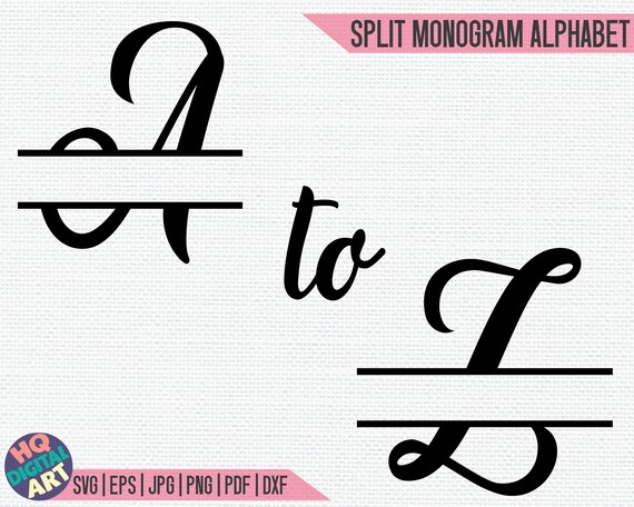 Split Monogram Alphabet SVG Split Monogram Frame Alphabet | Etsy