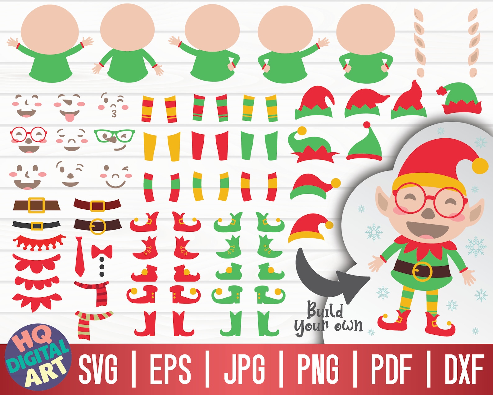 Build Your Own Christmas Elf Kit SVG Cricut Silhouette | Etsy