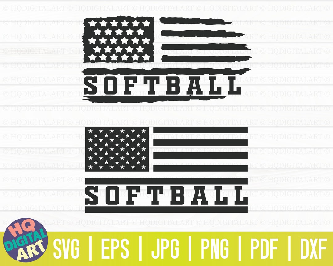 Softball Distressed Flag SVG, Softball American Flag SVG, American Flag ...