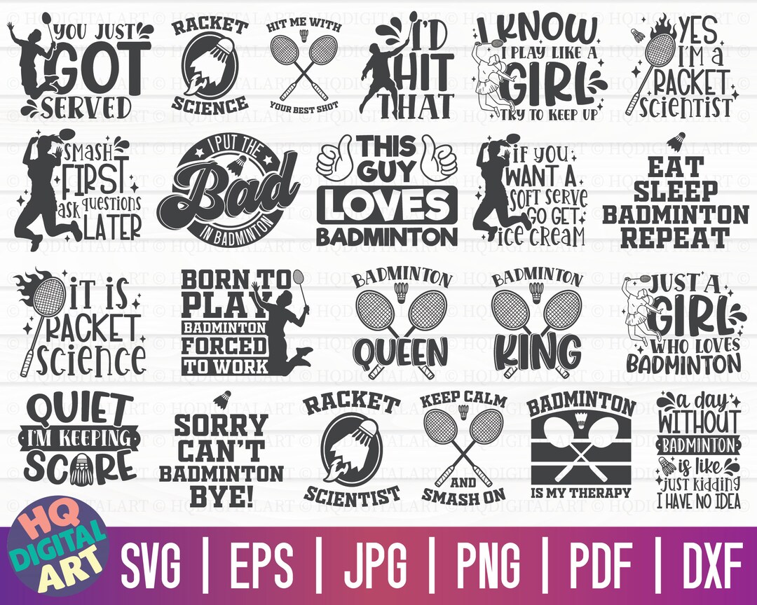 Badminton SVG Bundle / Badminton PNG / Badminton Player SVG / Badminton ...