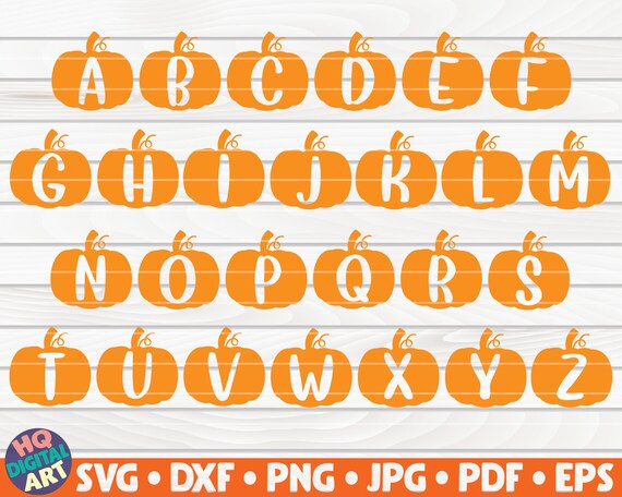 Pumpkin Alphabet SVG Solid Font Letters Cut File Cliparts - Etsy