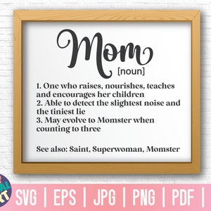 Funny Mom Definitions SVG Bundle / Mom Dictionary Sign SVG / Mother's ...