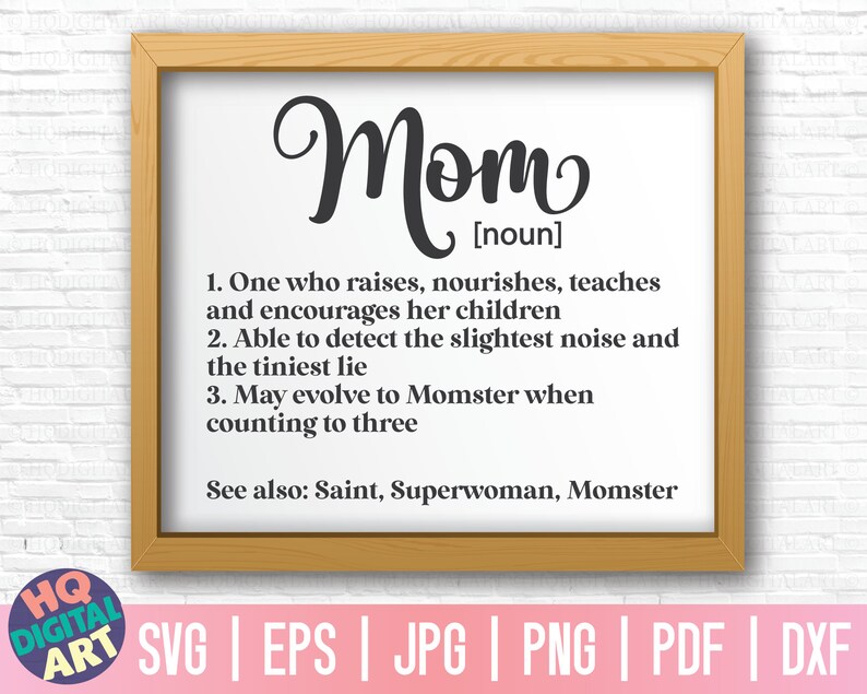 Funny Mom Definitions SVG Bundle / Mom Dictionary Sign SVG / Mother's ...