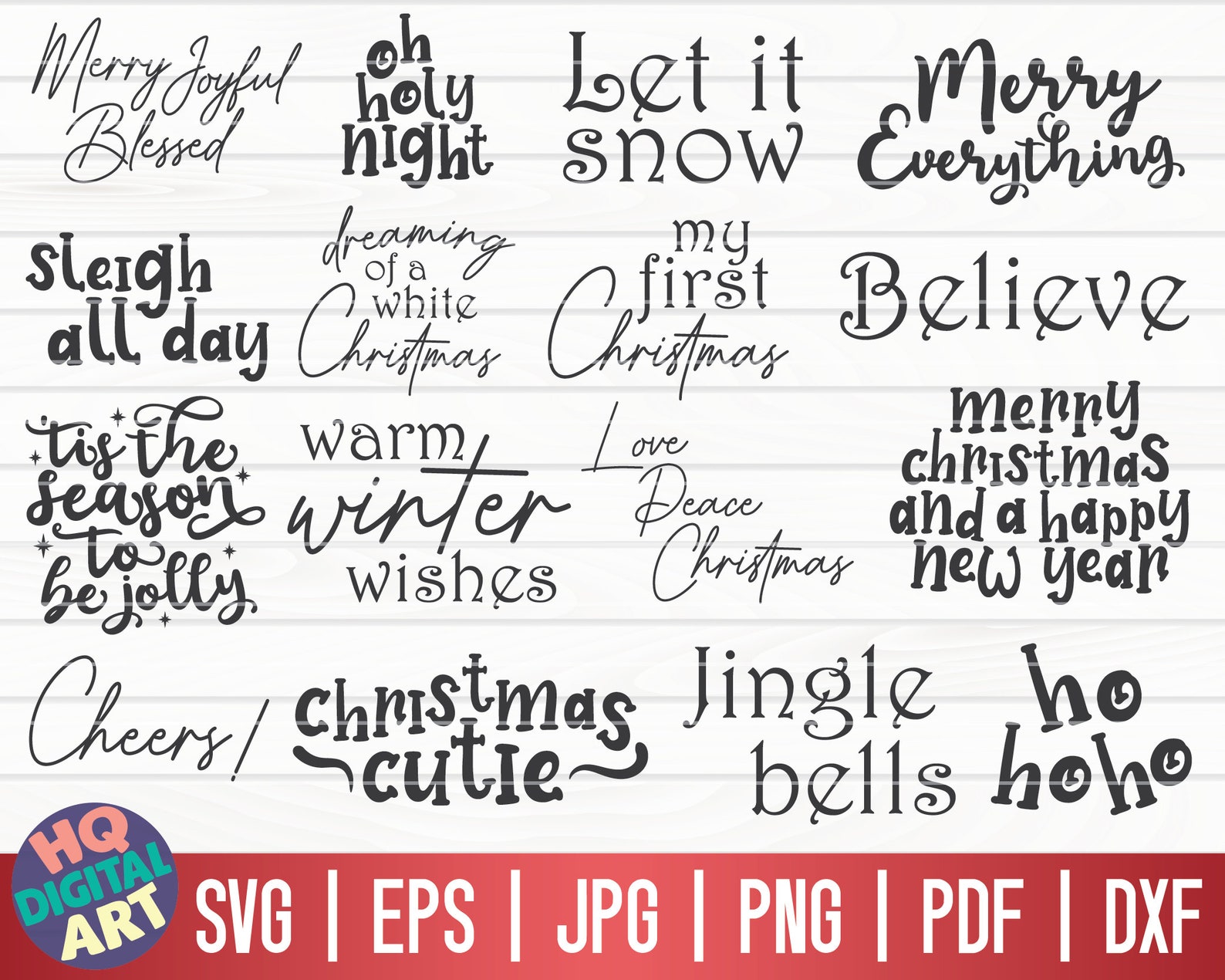 73 Classic and Simple Christmas Sayings SVG Bundle / Cricut ...