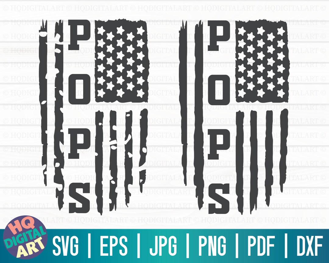 Pops Distressed Flag SVG, Pops American Flag SVG, Amercian Flag Cut ...