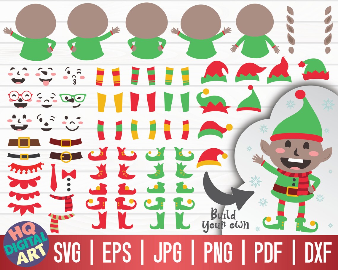 Build Your Own Christmas Elf Kit SVG / Cricut / Silhouette Studio / Cut ...