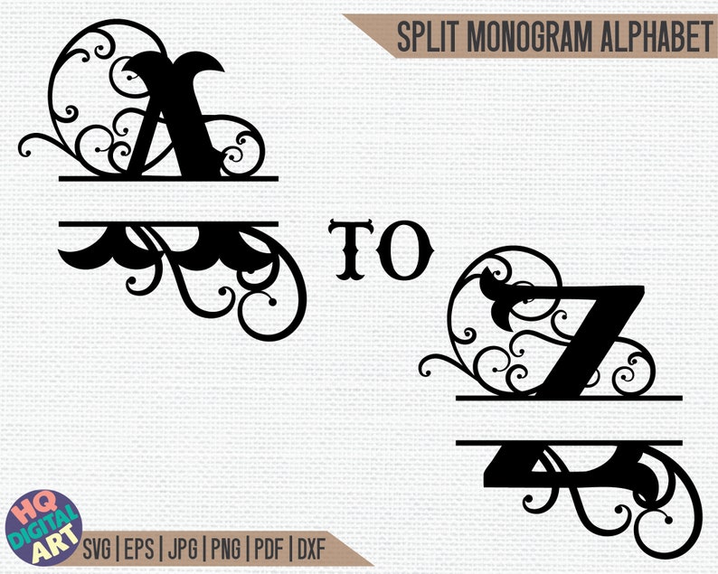 Western Split Monogram Alphabet SVG / Fishtail Split Monogram Frame ...