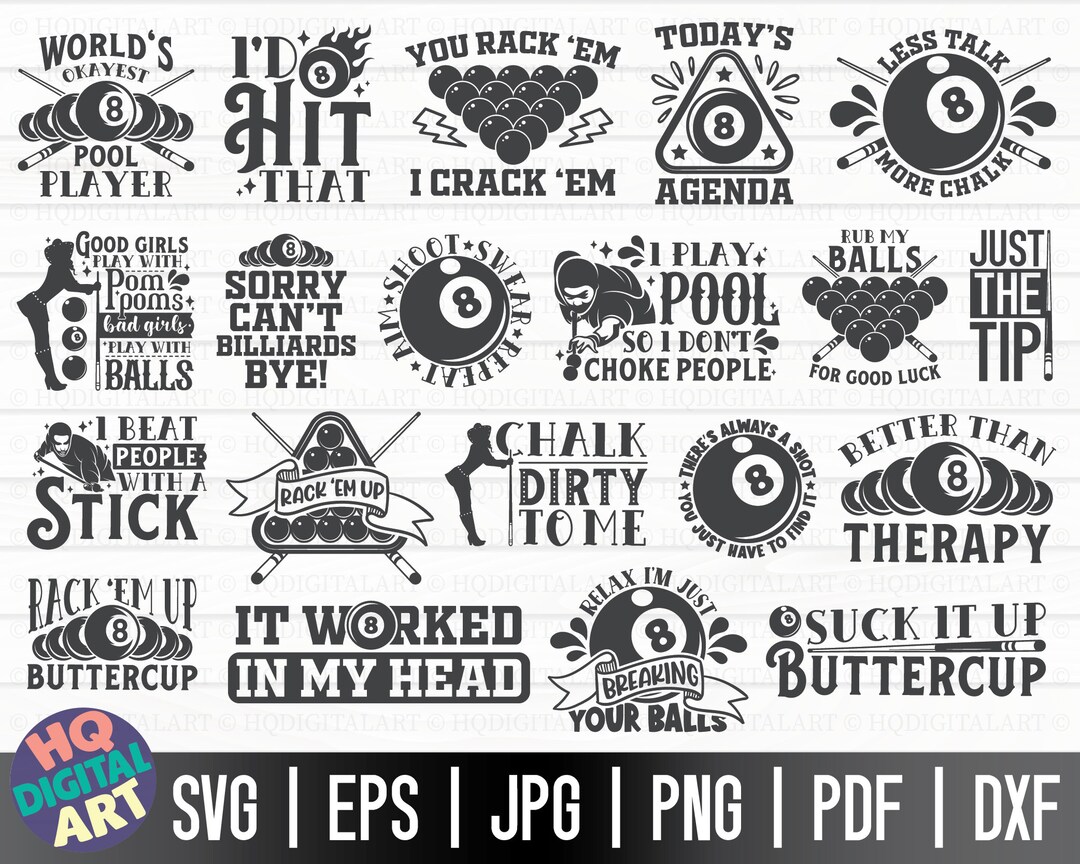 Pool SVG Bundle ONE / Pool Player SVG / Pool Lover Svg / Cut Files for ...