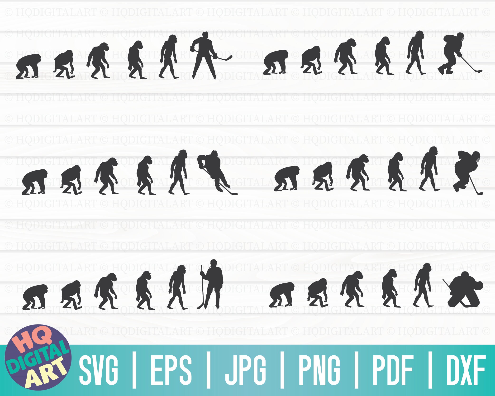 Ice Hockey Evolution Silhouettes SVG Bundle / Hockey SVG / Cut File ...