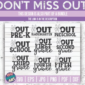 Peace Out Fifth Grade SVG / Last Day of School Quote / Cut File ...