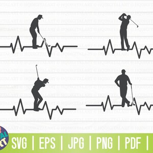 Golf Heart Line SVG / Golf Pulse Line SVG / Golf Svg / Golfer Svg ...
