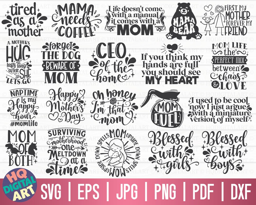 Mom Life SVG Bundle THREE / Mother's Day SVG / Cut Files for Cricut ...