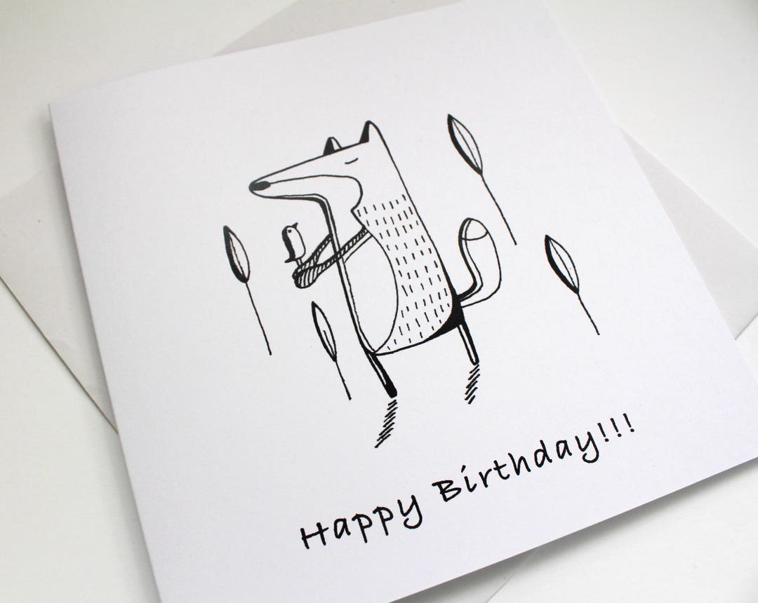 Fox Card, Happy Birthday Card, Fox Birthday Card, Animal Card, Fox ...