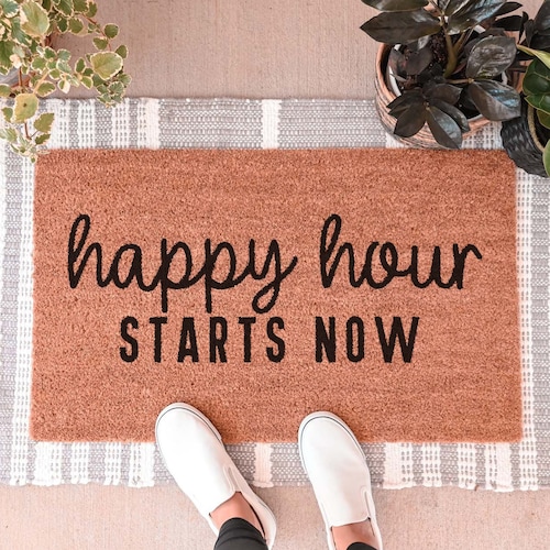 Happy Hour Doormat Funny Doormat Funny Welcome Mat Beer - Etsy