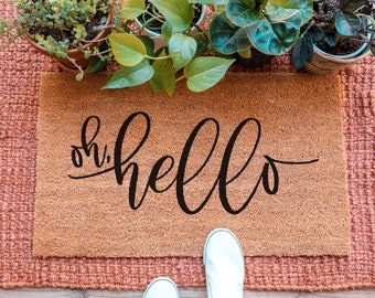 Oh Hello Doormat, Hello Welcome Mat, Housewarming Gift, Cute Doormat ...