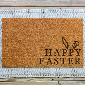 Happy Easter Doormat, Easter Door Mat, Spring Welcome Mat, Easter Decor ...