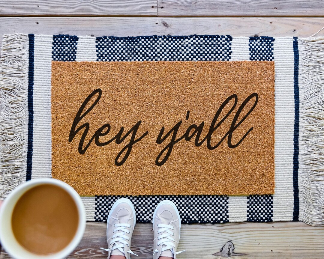 Hey Yall Door Mat, Funny Welcome Mat, Housewarming Gift, Porch Decor ...
