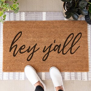 Hey Yall Door Mat, Funny Welcome Mat, Housewarming Gift, Porch Decor ...