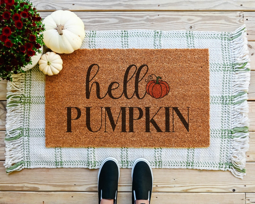 Hello Pumpkin Doormat, Hello Pumpkin Door Mat, Fall Welcome Mat, Fall ...
