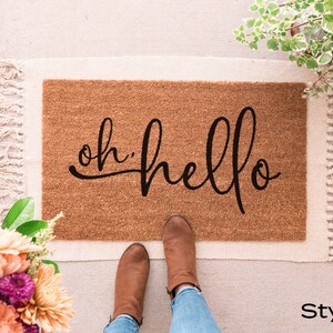 Oh Hello Doormat, Hello Welcome Mat, Housewarming Gift, Cute Doormat ...