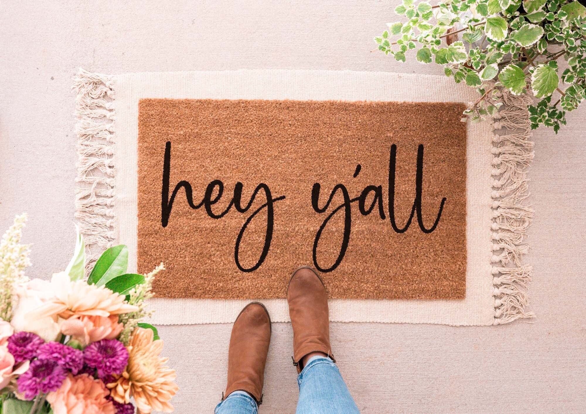 Hey Yall Door Mat Funny Welcome Mat Housewarming Gift Porch - Etsy