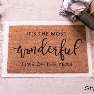Most Wonderful Time of the Year Sign, Merry Christmas Doormat, Holiday ...