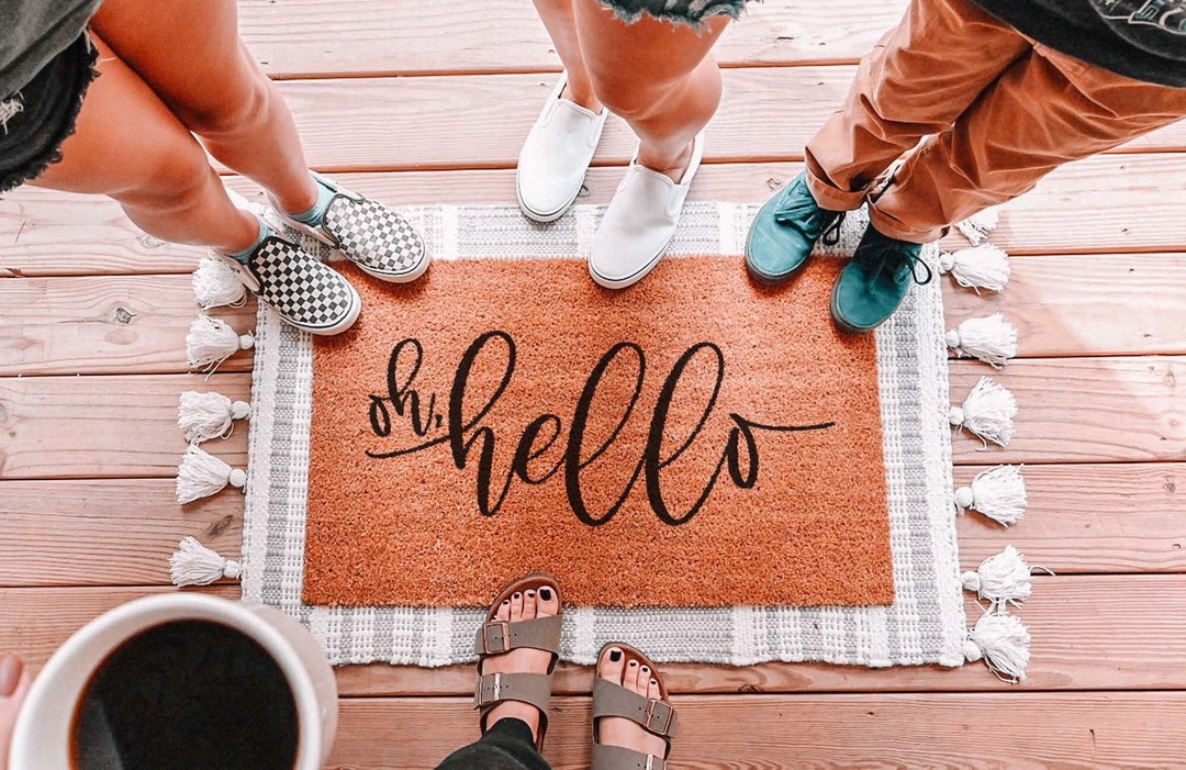 Oh Hello Doormat Hello Welcome Mat Housewarming Gift Cute - Etsy