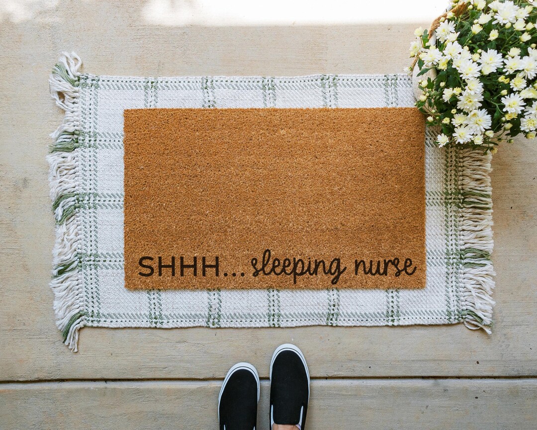 Shhh... Sleeping Nurse Doormat, Front Porch Decor, Funny Welcome ...