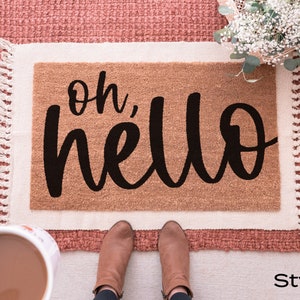 Oh Hello Doormat, Hello Welcome Mat, Housewarming Gift, Cute Doormat ...