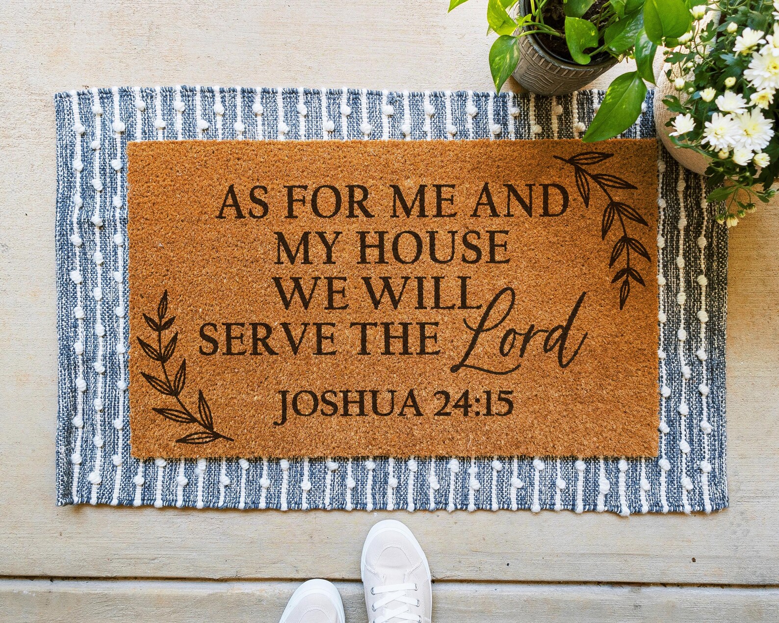 As for Me and My House Doormat, Joshua 24:15, Bible Verse Doormat ...