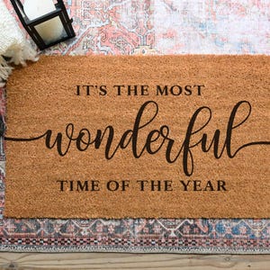 Most Wonderful Time of the Year Sign, Merry Christmas Doormat, Holiday ...
