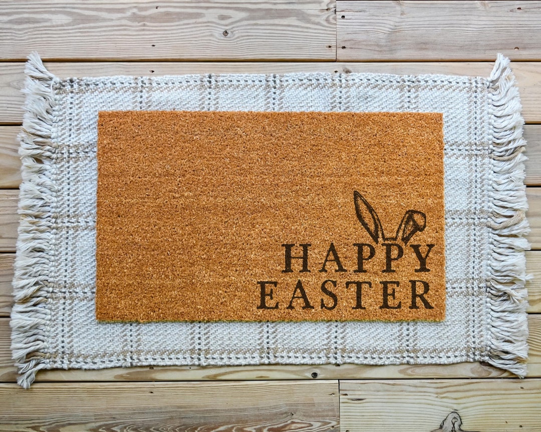 Happy Easter Doormat, Easter Door Mat, Spring Welcome Mat, Easter Decor ...