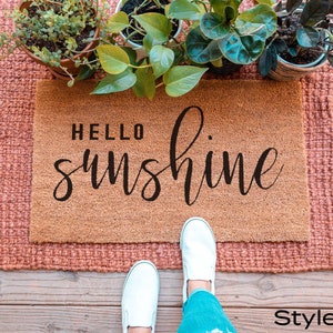 Hello Sunshine Door Mat, Summer Doormat, Spring Door Mat, Funny Welcome ...