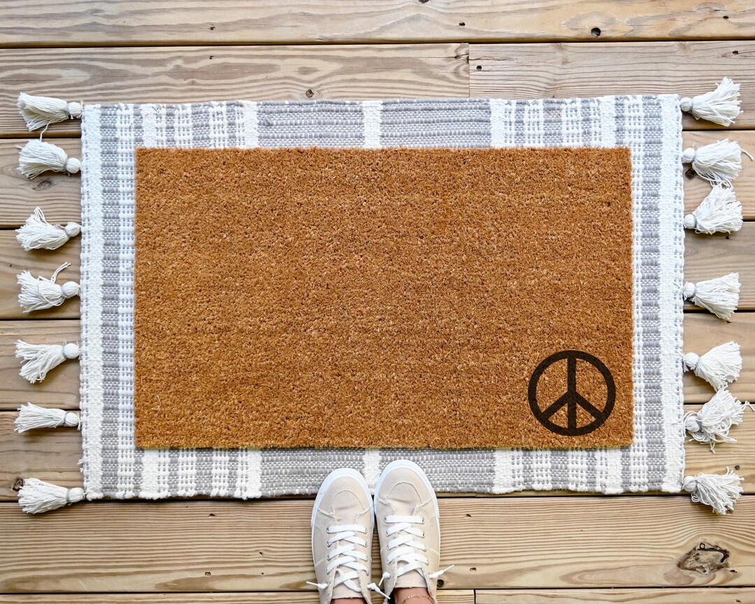 Welcome Doormat: Cursive Script Coir Mat - Front Porch Decor - Etsy