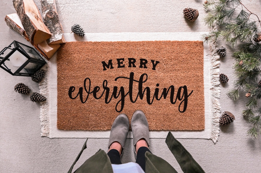 Merry Everything Doormat, Merry Christmas Door Mat, Holiday Doormat ...