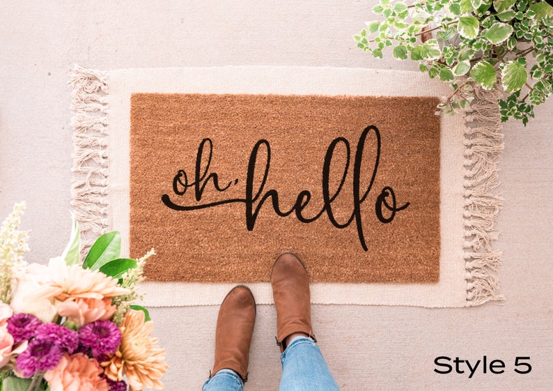 Oh Hello Doormat Hello Welcome Mat Housewarming Gift Cute - Etsy