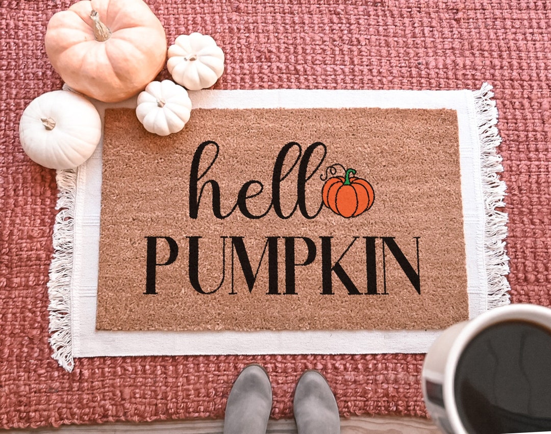 Hello Pumpkin Doormat, Hello Pumpkin Door Mat, Fall Welcome Mat, Fall ...