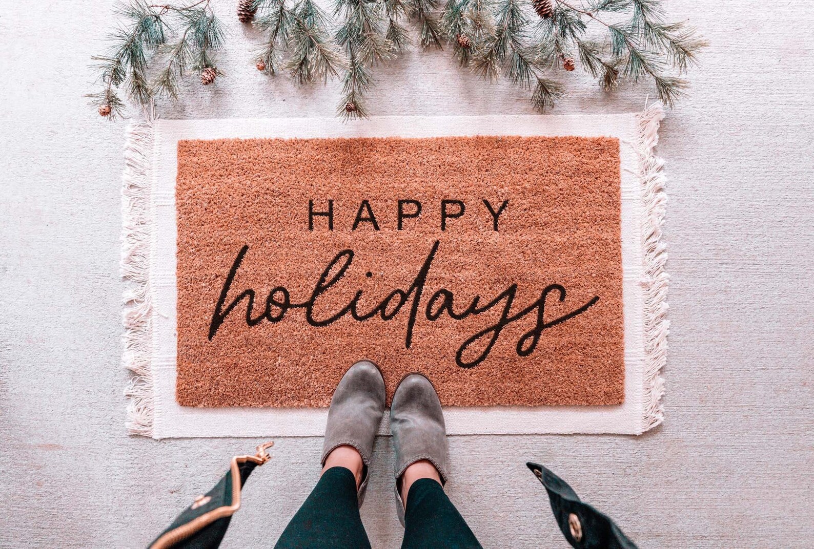 Happy Holidays Doormat Holiday Doormat Merry Christmas - Etsy